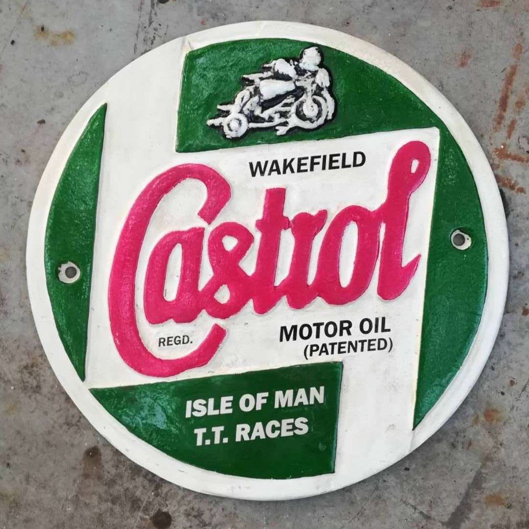Castrol TT Round Sign Green Background – Stanley Art Foundry